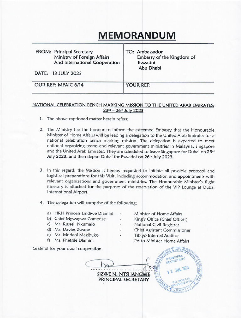 Memo Abu Dhabi Royal Assignment | PDF