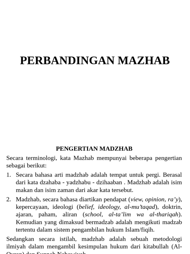 PERBANDINGAN MAZHAB | PDF