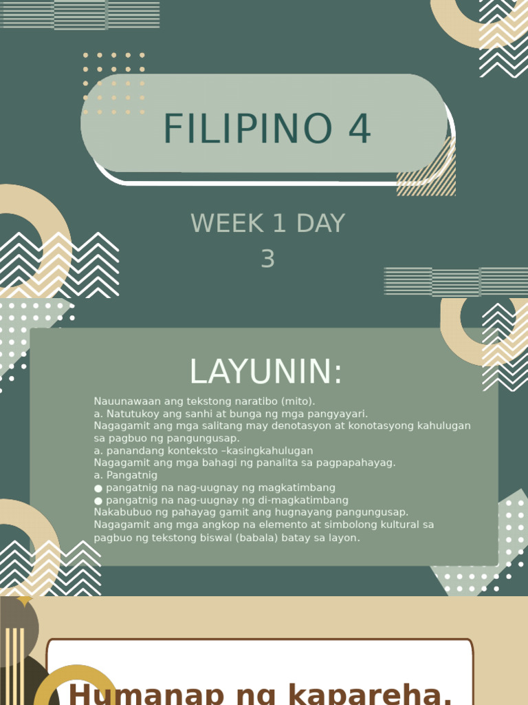 Q4 Filipino 4 Week 1 Day 3 | PDF
