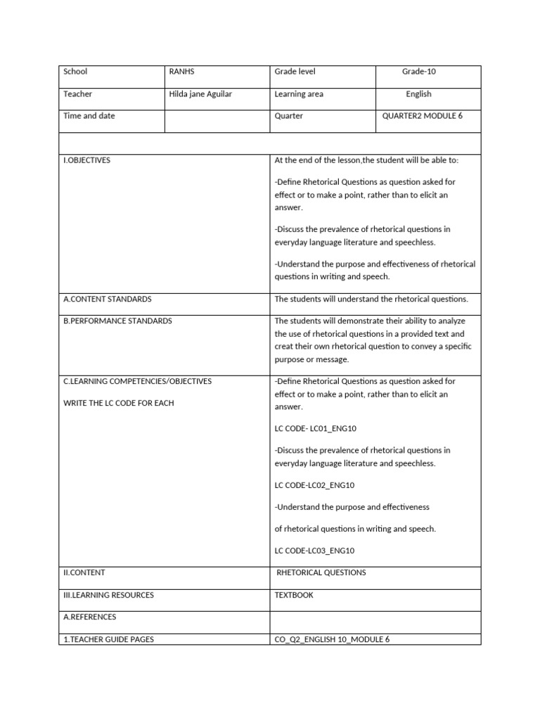 LP for TTL | PDF | Rhetoric | Question