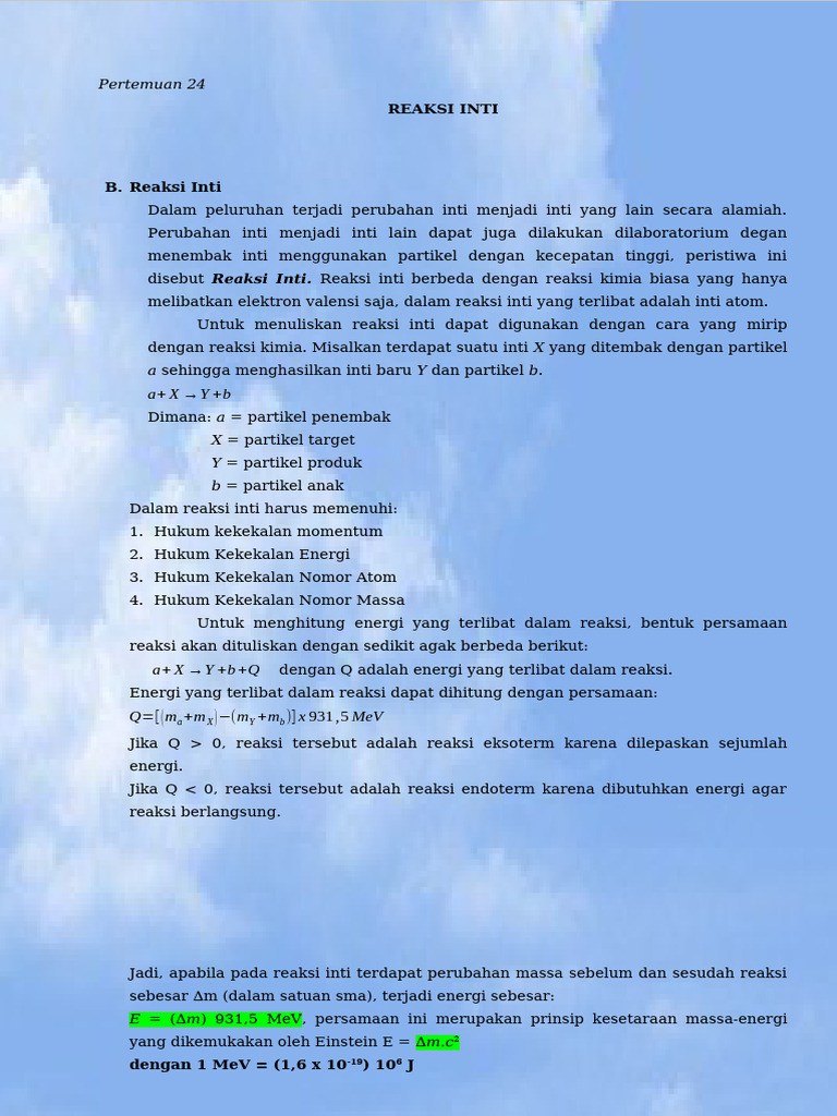 Reaksi Inti dan Energi Nuklir | PDF