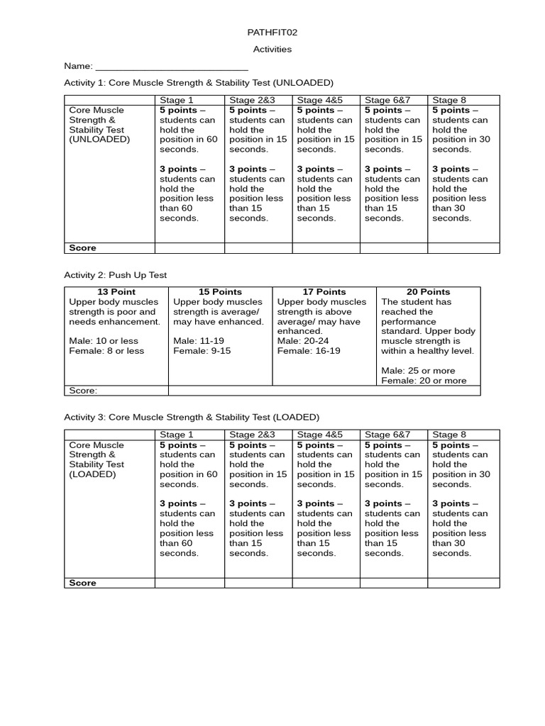 Core Strength & Stability Test Guide | PDF