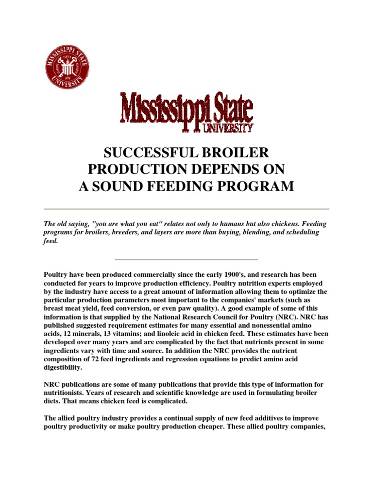 Broiler Production Feeding Program | PDF | Animal Feed | Poultry
