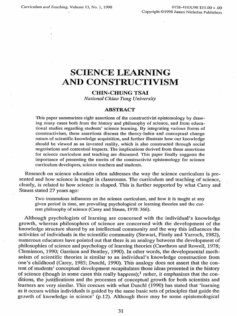 1-3 Science Learning and Constructivism | PDF