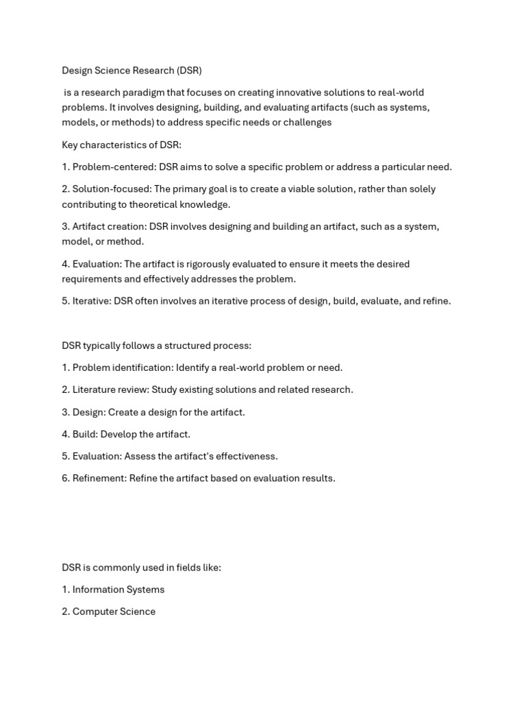 In Design Science Research (DSR) | PDF | Cognition | Computing