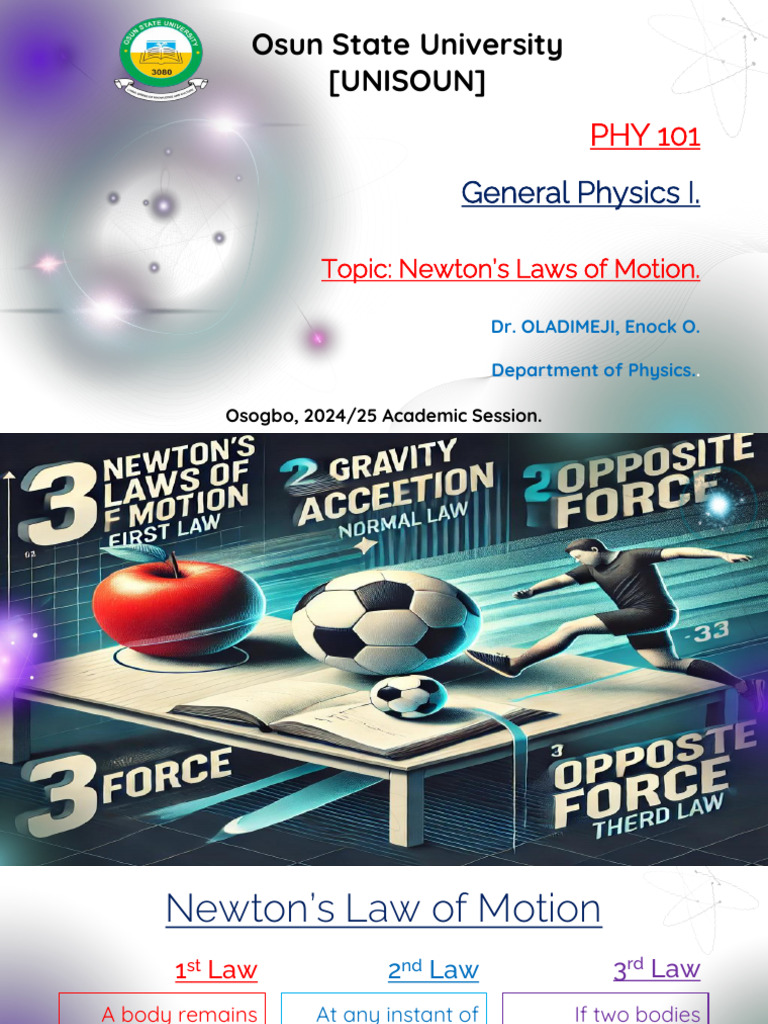 PHY 101 General Physics Newton Laws | PDF | Force | Tension (Physics)