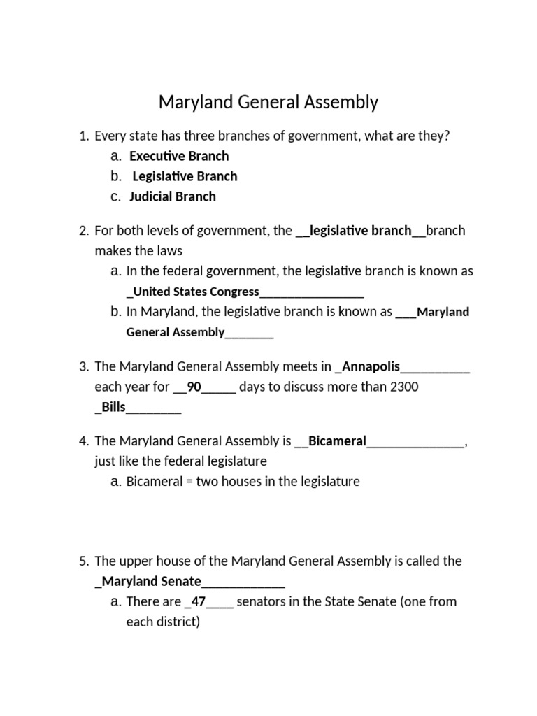 Maryland General Assembly | PDF | Legislature | State Legislature ...