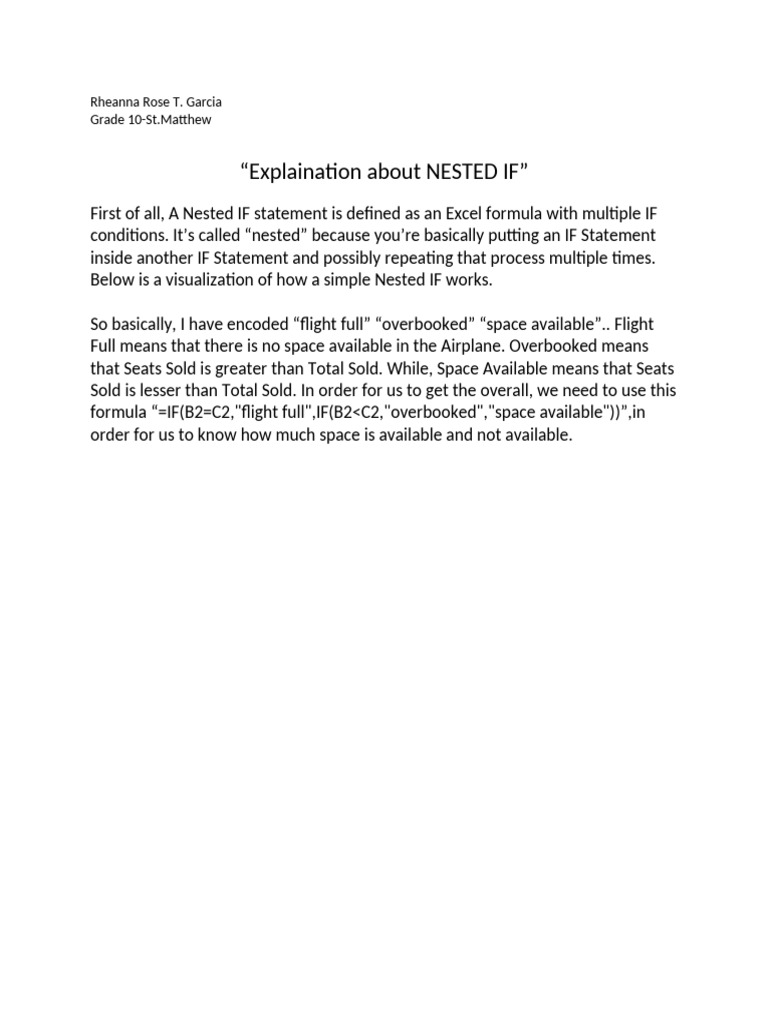 Nested If (Garcia) Explaination | PDF