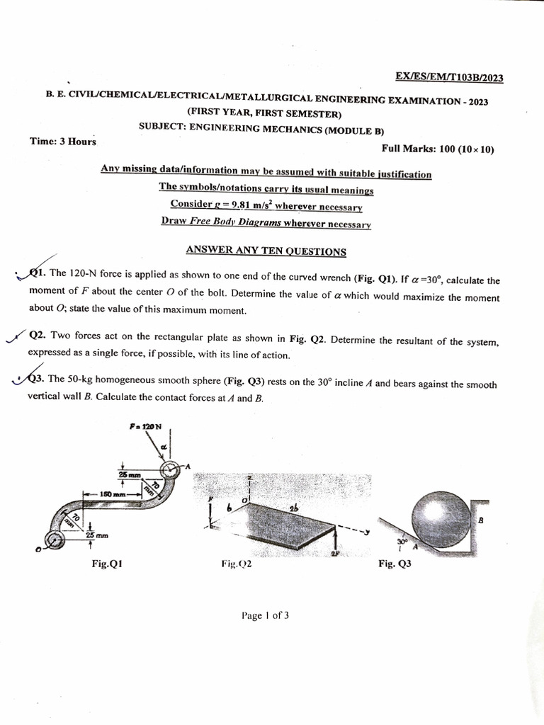 MECH2023_SEM_I | PDF | Acceleration | Force