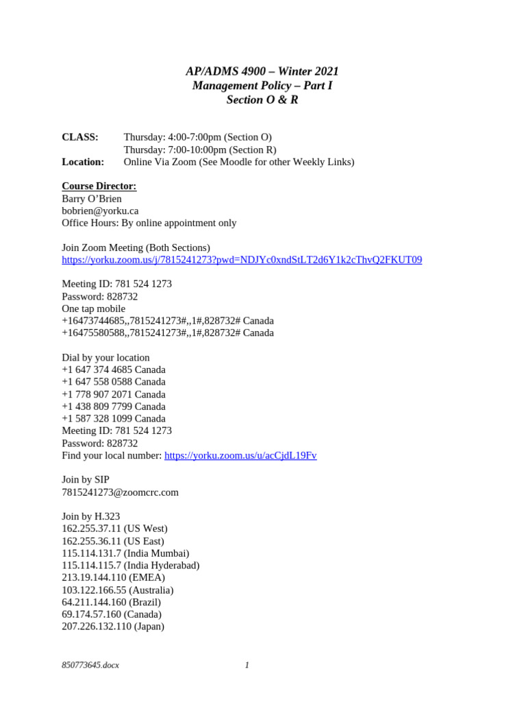4900 O R - W2021 Outline Barry | PDF | Strategic Management