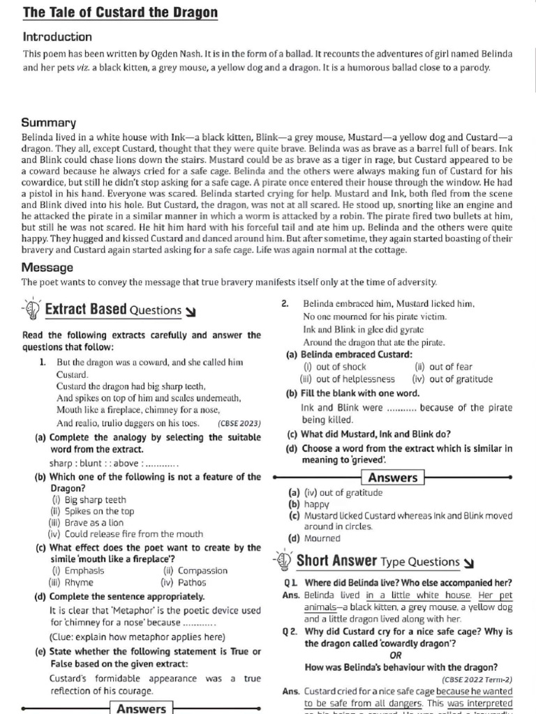 The Tale of Custard The Dragon | PDF