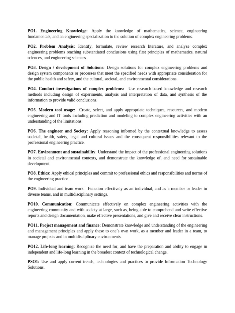 POs | PDF | Engineering | Knowledge