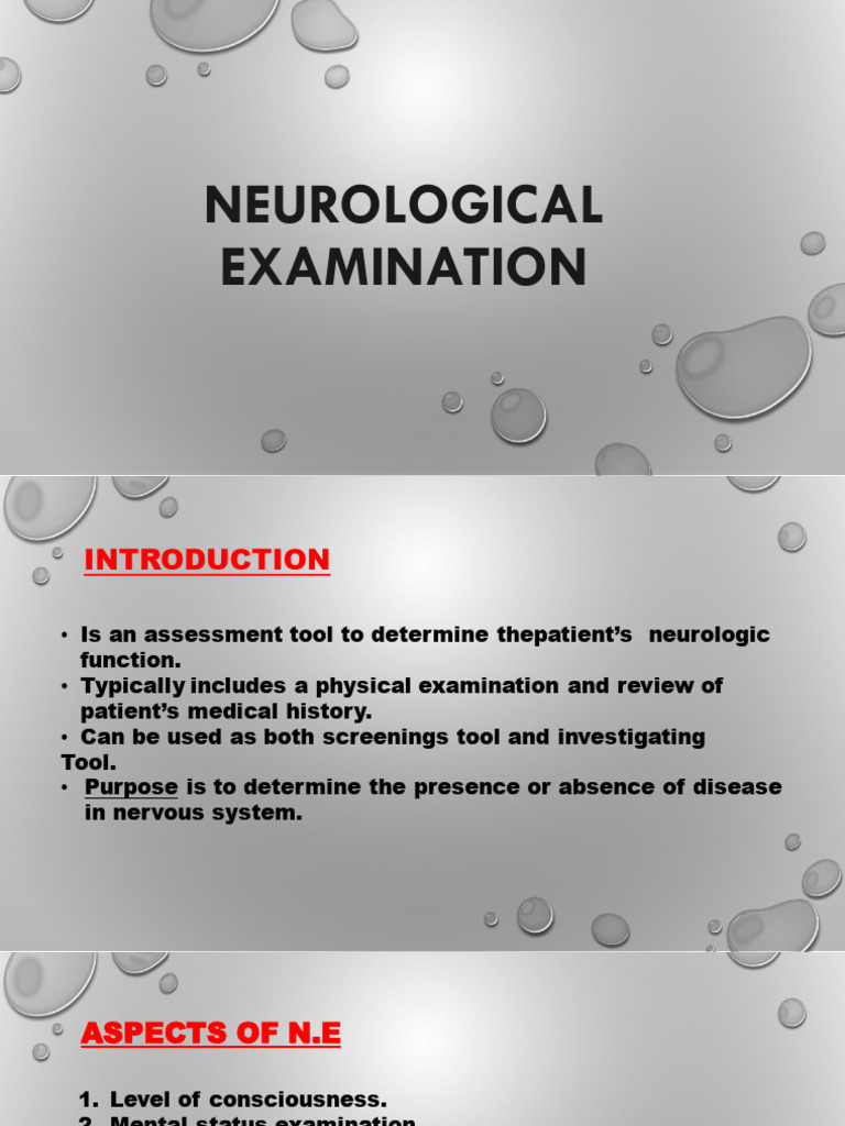 Neurological Examination Overview | PDF | Coma | Neuroscience