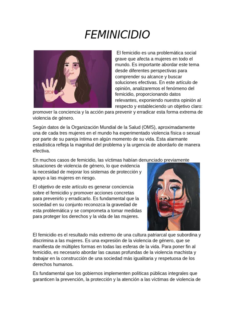 FEMINICIDIO | PDF | La violencia contra las mujeres | Derechos humanos