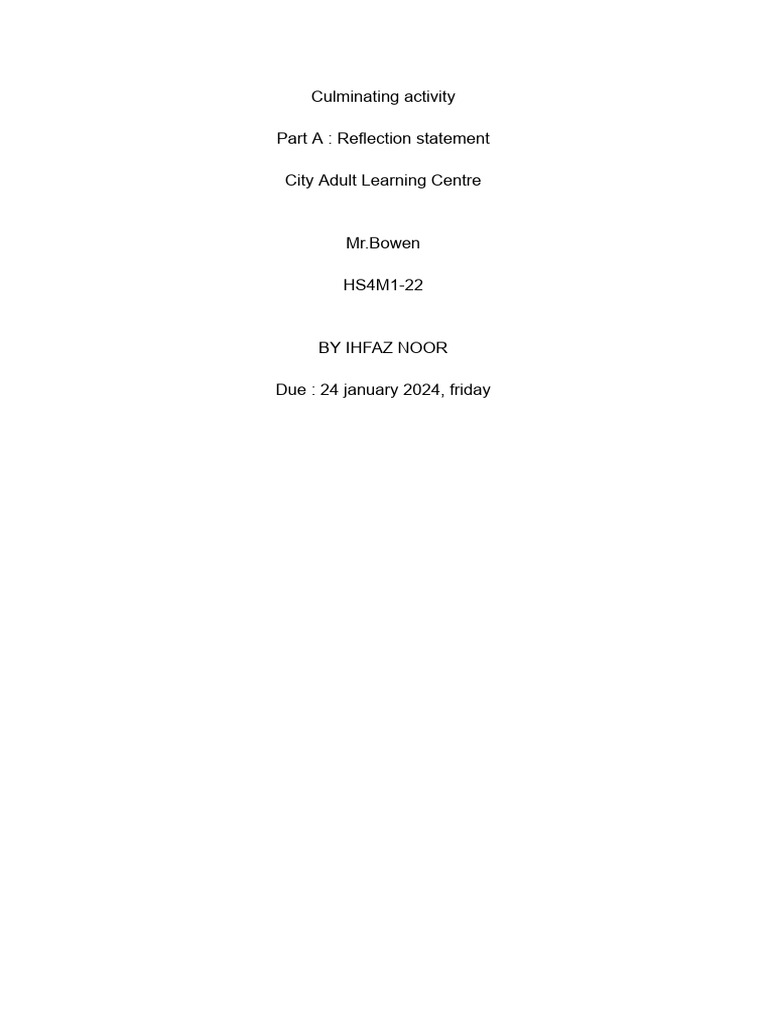 Culminating Activity Reflection | PDF | Justice | Crime & Violence