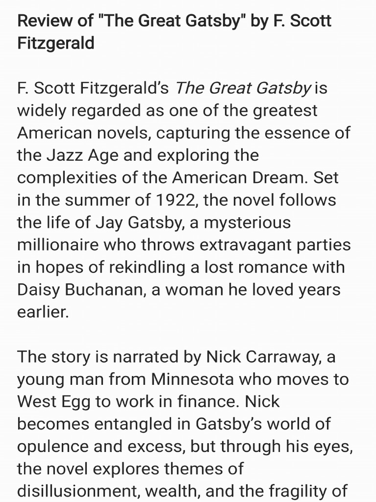 Review The Great Gatsby | PDF