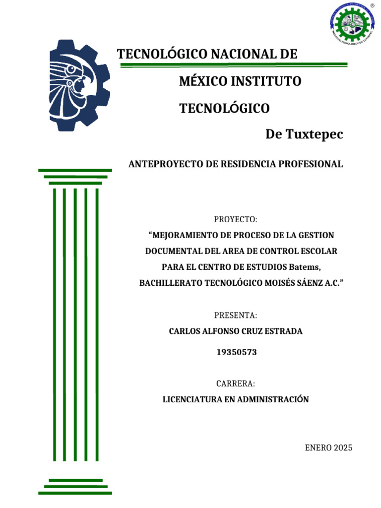 Anteproyecto de Residencia Profesional Alfonso Estrada | PDF | Gestión de registros