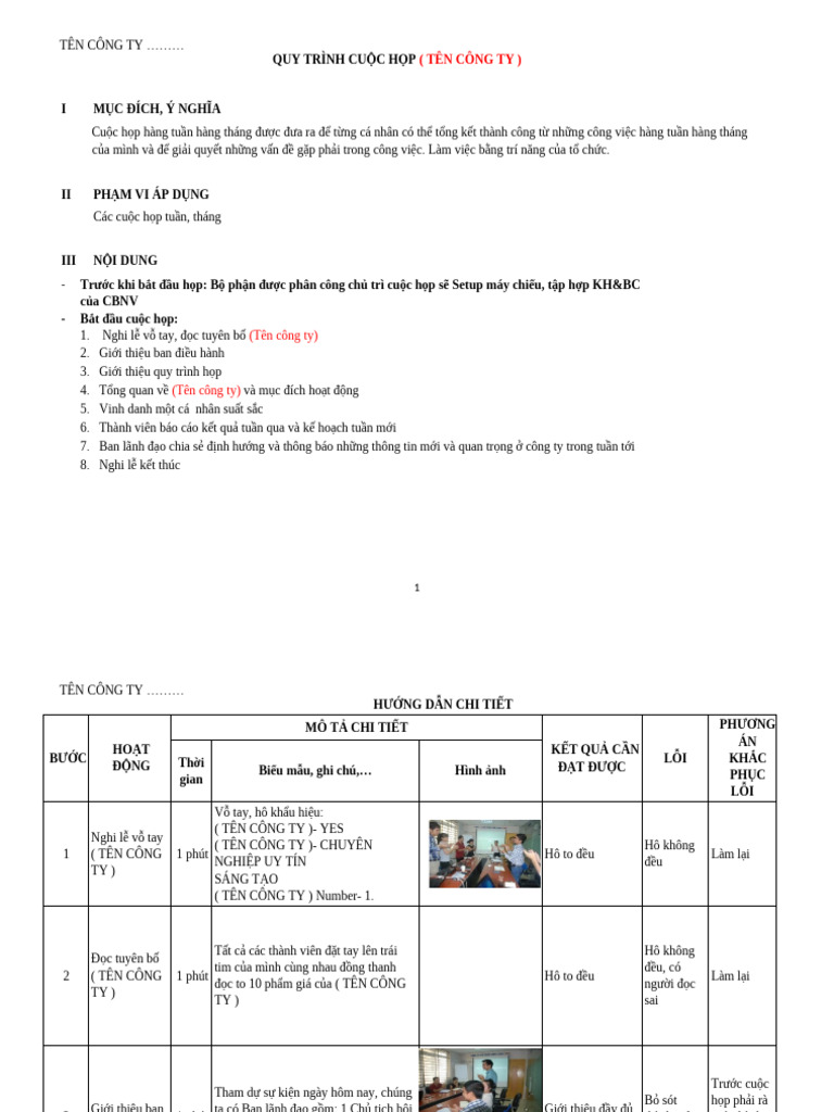 7. Quy trình cuộc họp gợi ý FOH | PDF