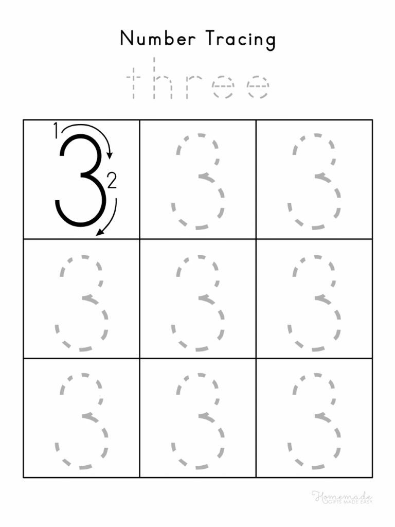 Number Tracing Worksheets 3 | PDF
