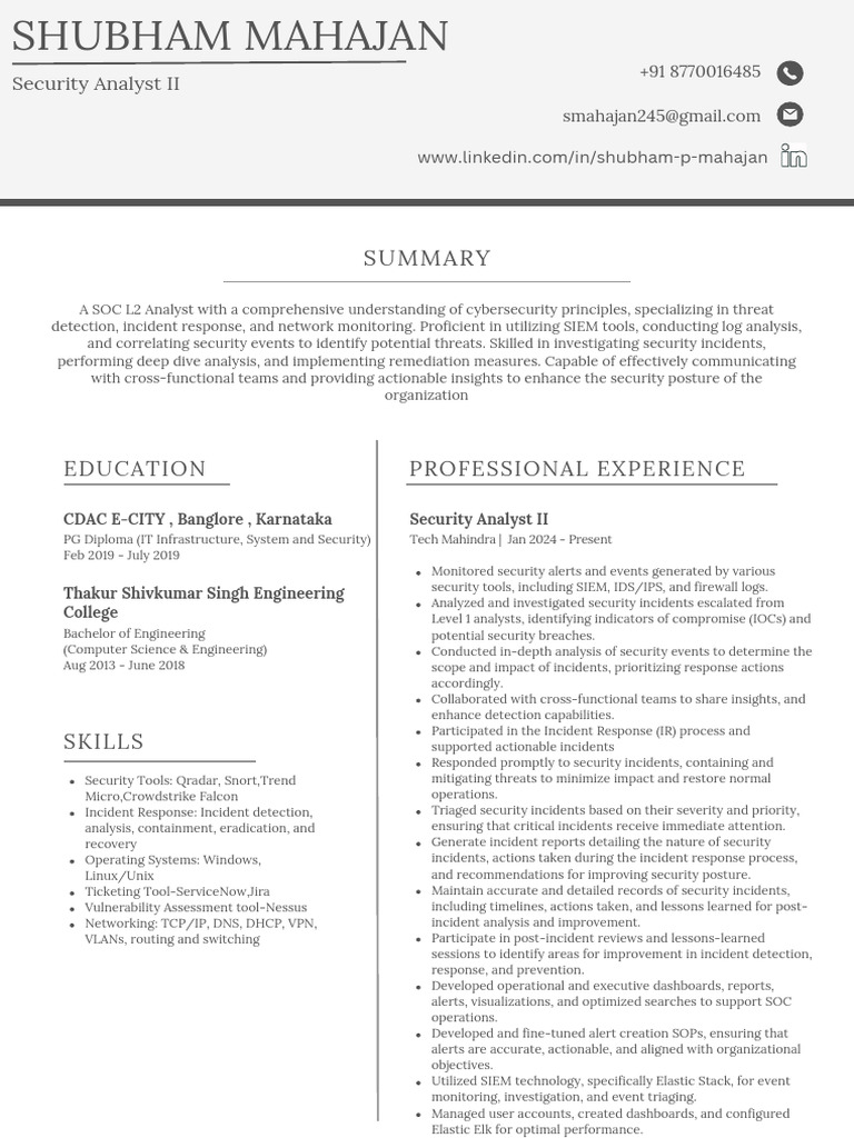 Resume - Shubham Mahajan | PDF | Security | Computer Security