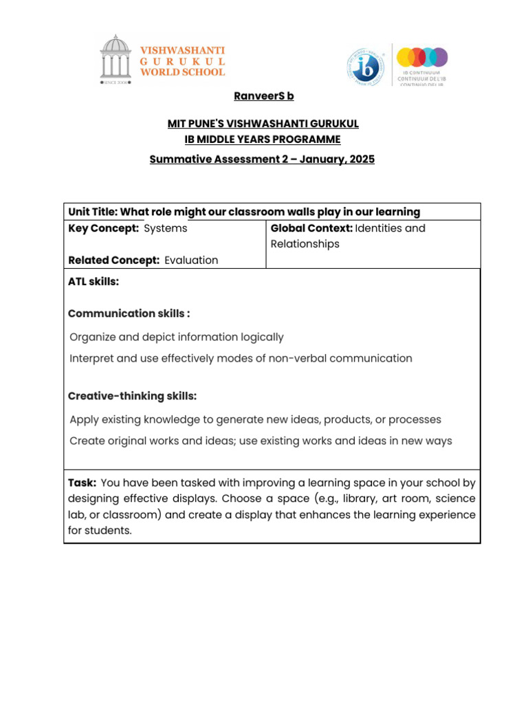 Ranveer MYP1 - Design-Journal - Poster Designing | PDF | Learning | Cognition