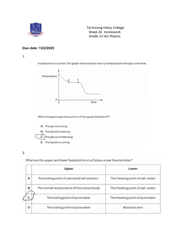 Grade 12 Physics Homework - Week 26 | PDF