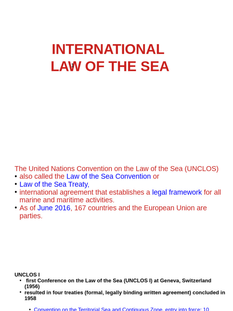 Overview of UNCLOS and Maritime Law | PDF | Territorial Waters | United ...