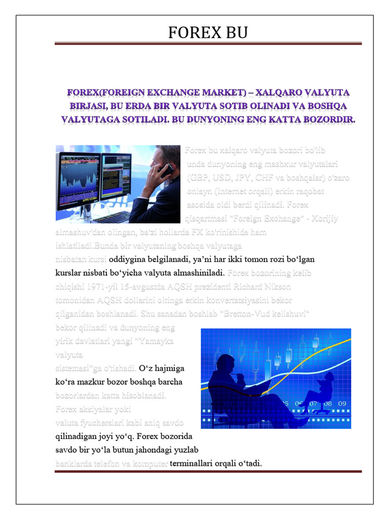 2- DARS FOREX. Jahon valyuta bozori (1) | PDF