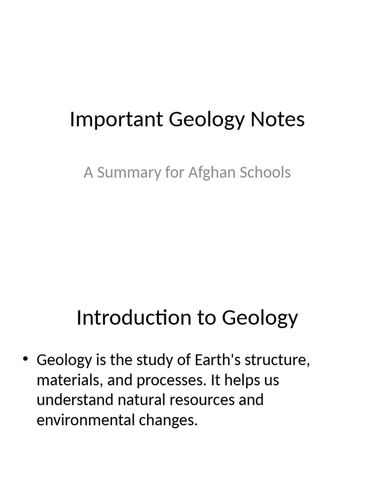 Geology Important Notes Afghan Schools | PDF