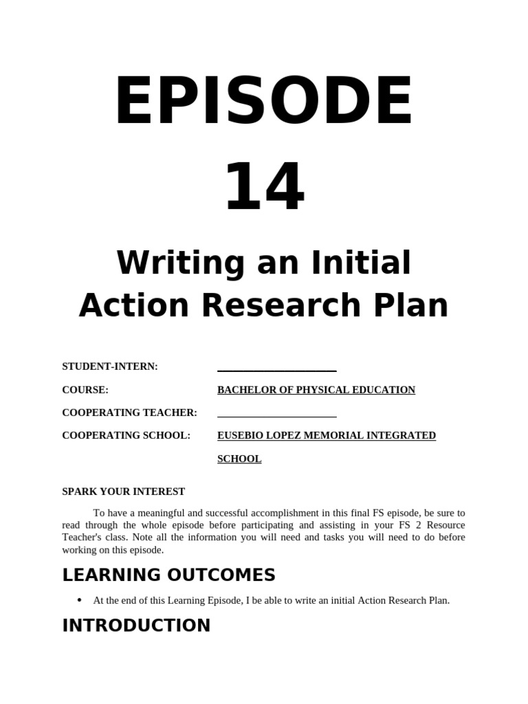 Fs 2 Episode 14 Template | PDF | Learning | Inquiry