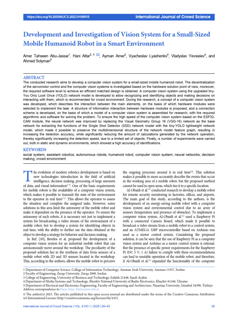Development and Investigation of Vision System For A Small-Sized Mobile Humanoid Robot in A ...