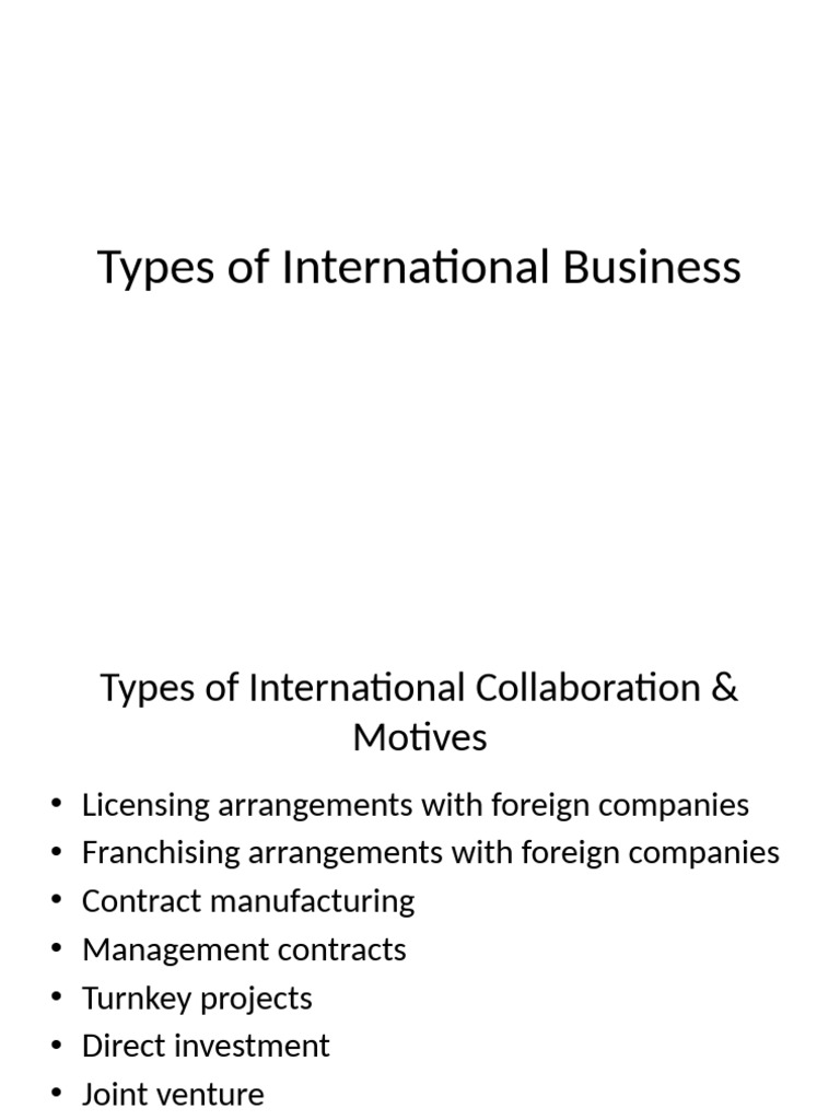 International Business Collaboration Types | PDF | Franchising | License