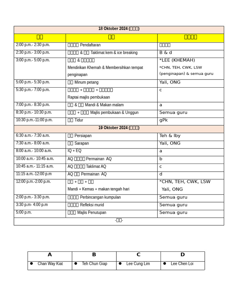 Jadual Waktu - Docx BC | PDF