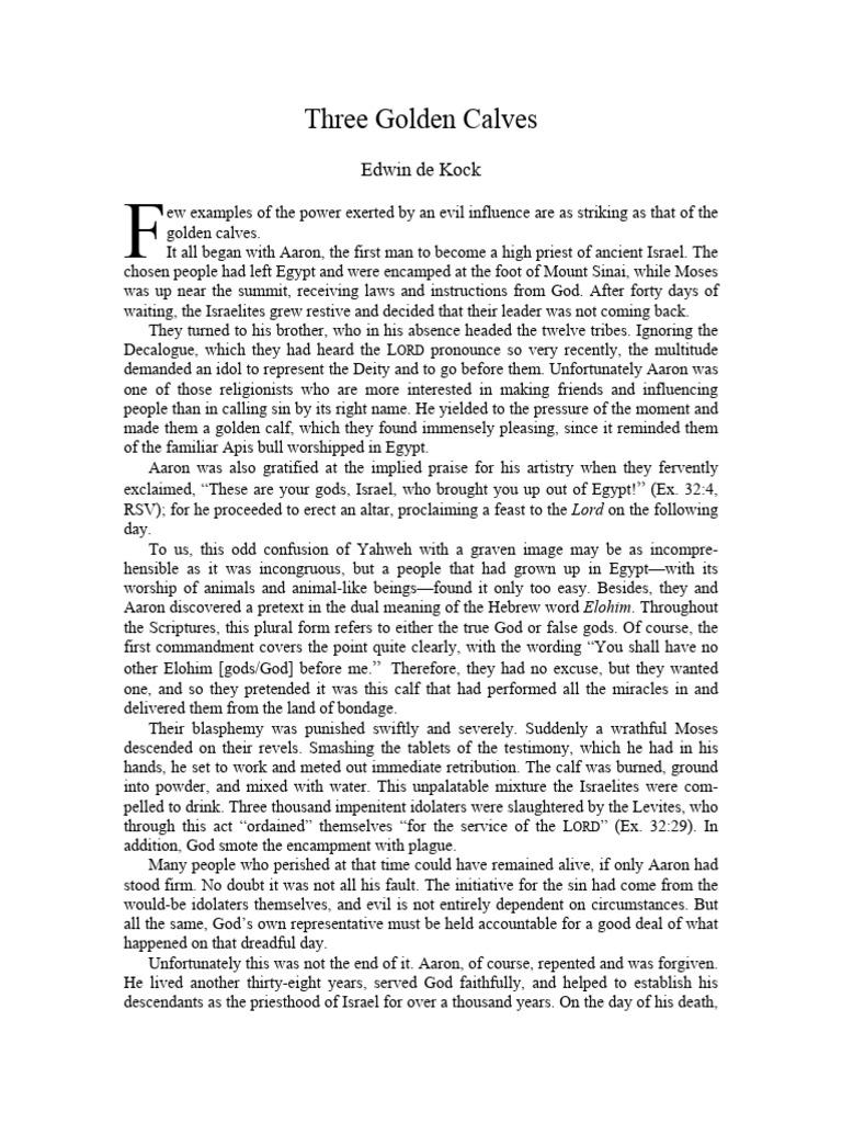 Three Golden Calves | PDF | Aaron | Old Testament Books