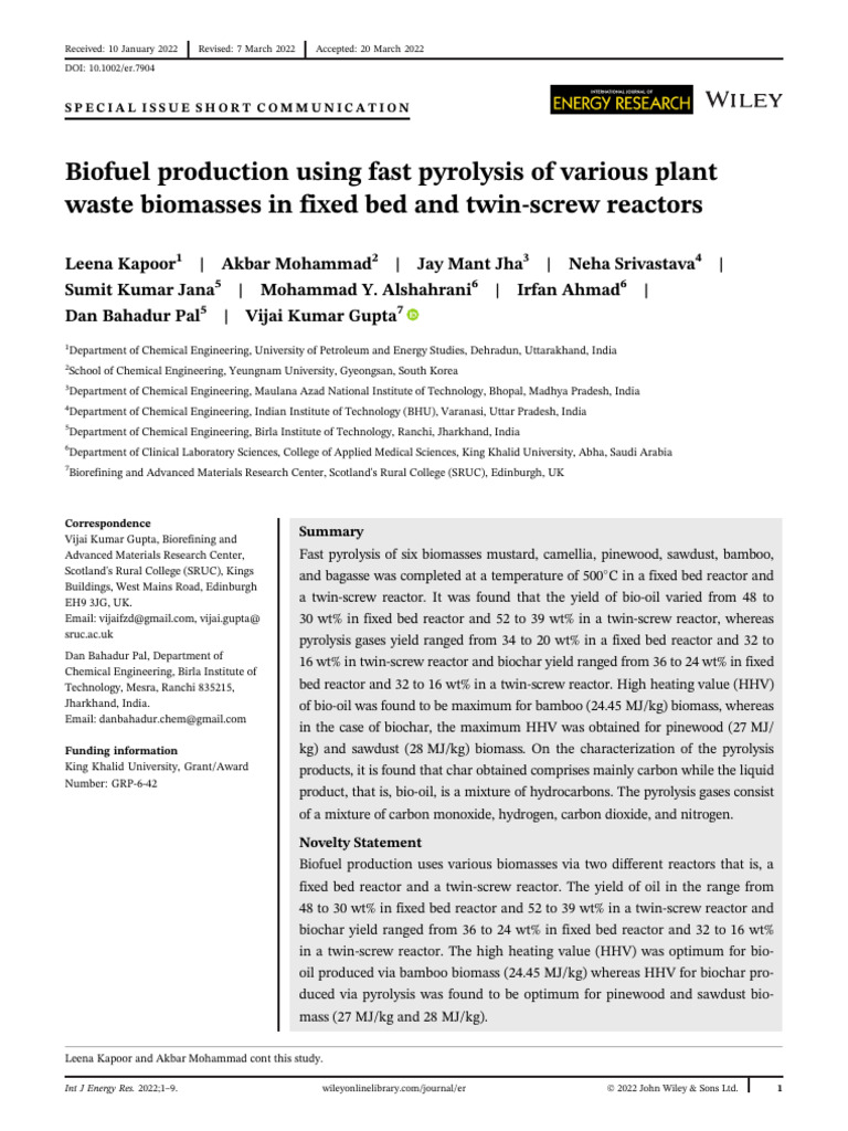 Research Paper 2 | PDF | Pyrolysis | Biofuel