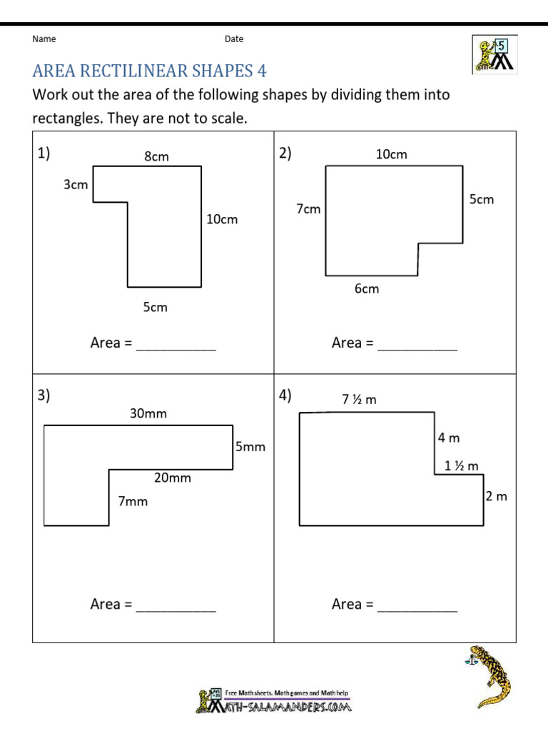 Area of Rectilinear Shapes 4 | PDF