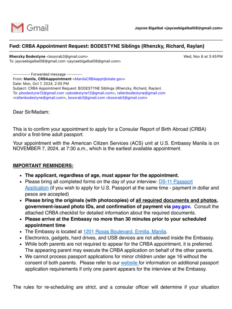 FWD - CRBA Appointment Request - BODESTYNE Siblings (Rhenzky, Richard ...