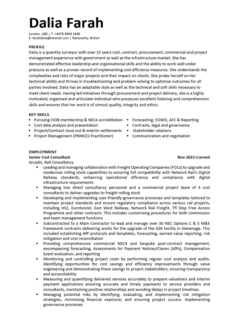 Dalia Farah Ex CV Oct 24 | PDF | Governance | Consultant