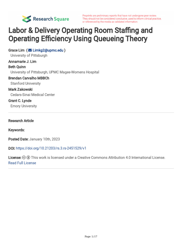 Labor & Delivery Operating Room Staffing | PDF | Applied Mathematics