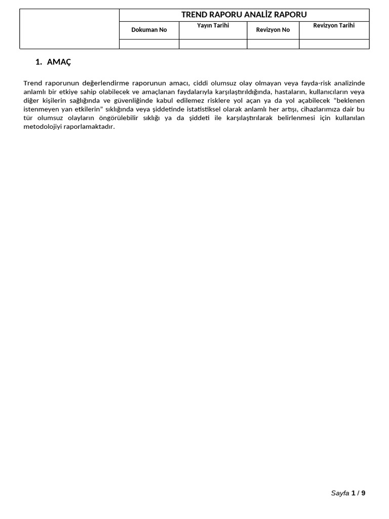 Trend Raporu Analiz Raporu | PDF