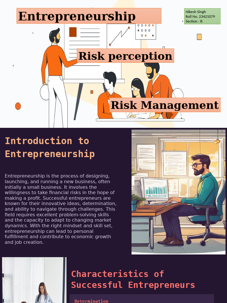Entrepreneurship Risk Perception, Risk Manag | PDF | Entrepreneurship | Risk