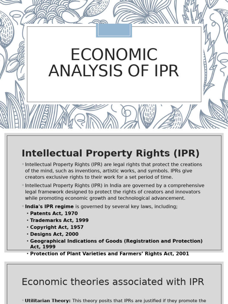 Economic Analysis of IPR | PDF | Intellectual Property | Trips Agreement