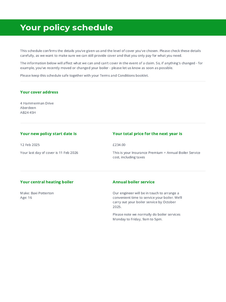 Policy Schedule | PDF