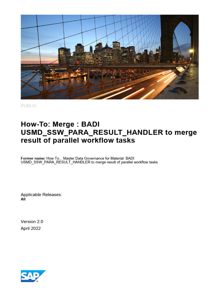 How-To Merge Parallel Workflows (BADI USMD - SSW - PARA - RESULT - HANDLER) | PDF | Workflow ...