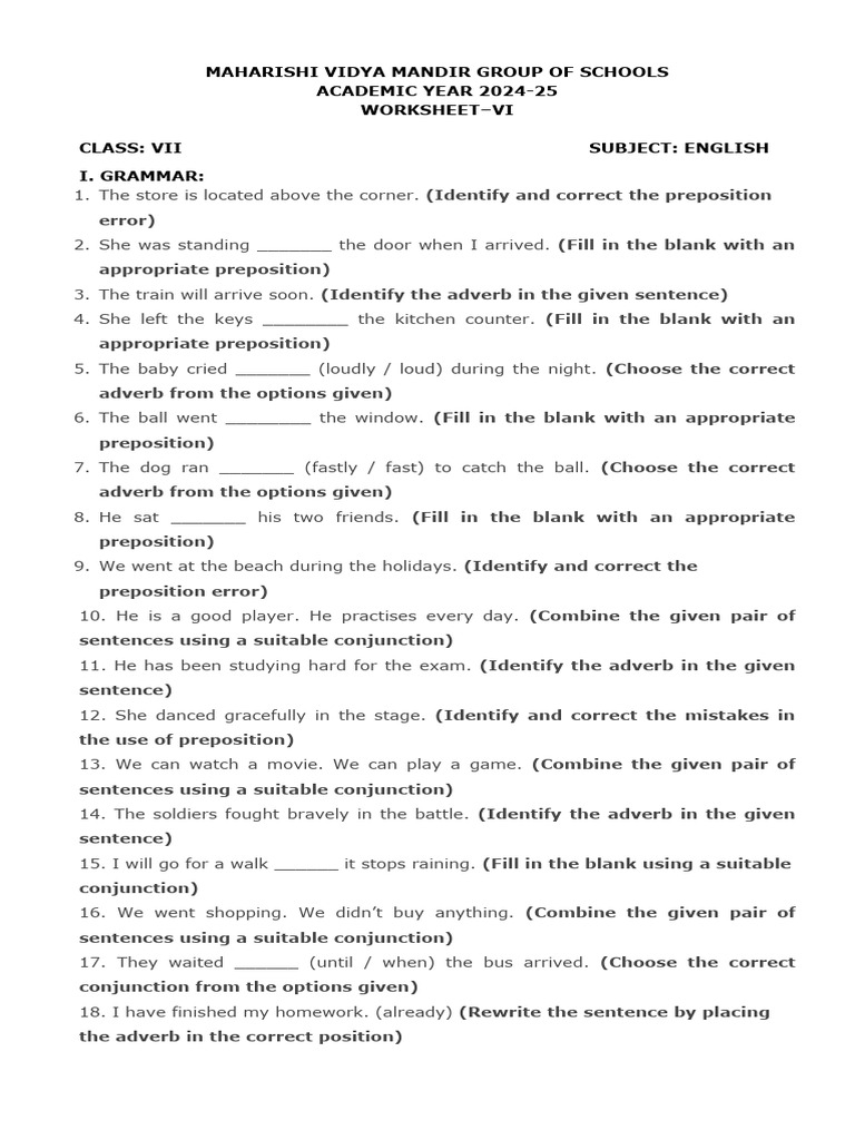 Class Vii WS - 6 | PDF