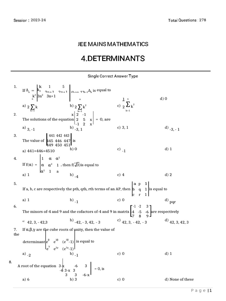 Determinants 1 2 | PDF | Algebra | Mathematics