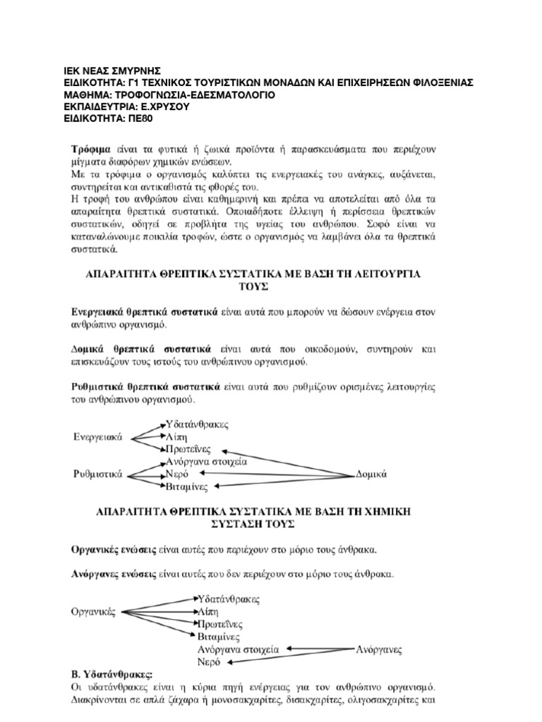 ΤΑ ΤΡΟΦΙΜΑ-ΘΡΕΠΤΙΚΑ ΣΥΣΤΑΤΙΚΑ | PDF