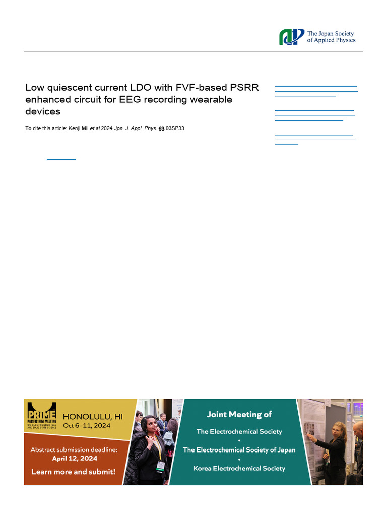 Low Quiescent Current LDO With FVF-Based PSRR Enha | PDF | Amplifier | Electronic Filter