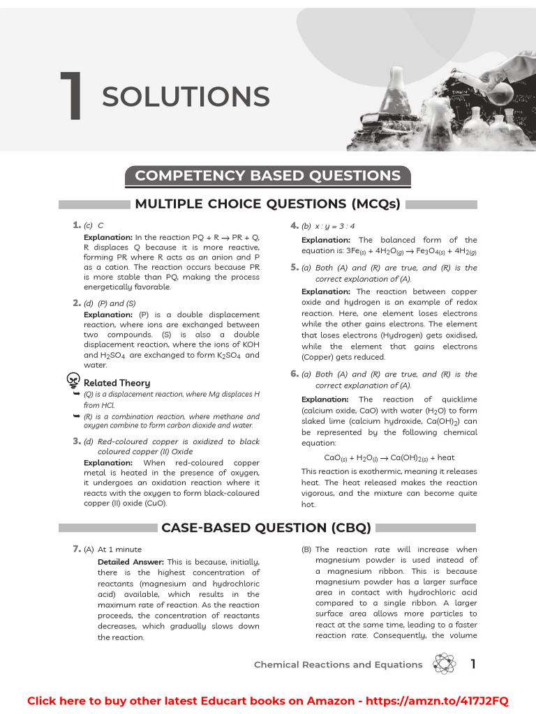 NCERT 10 Science Exemplar CBQ Solutions | PDF | Artery | Redox