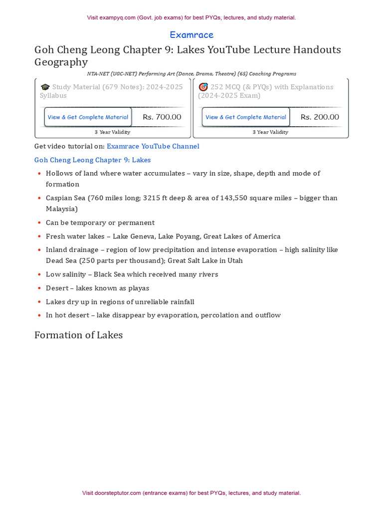 Goh Cheng Leong Chapter 9 YouTube Lecture Handouts | PDF | Lake | Volcano